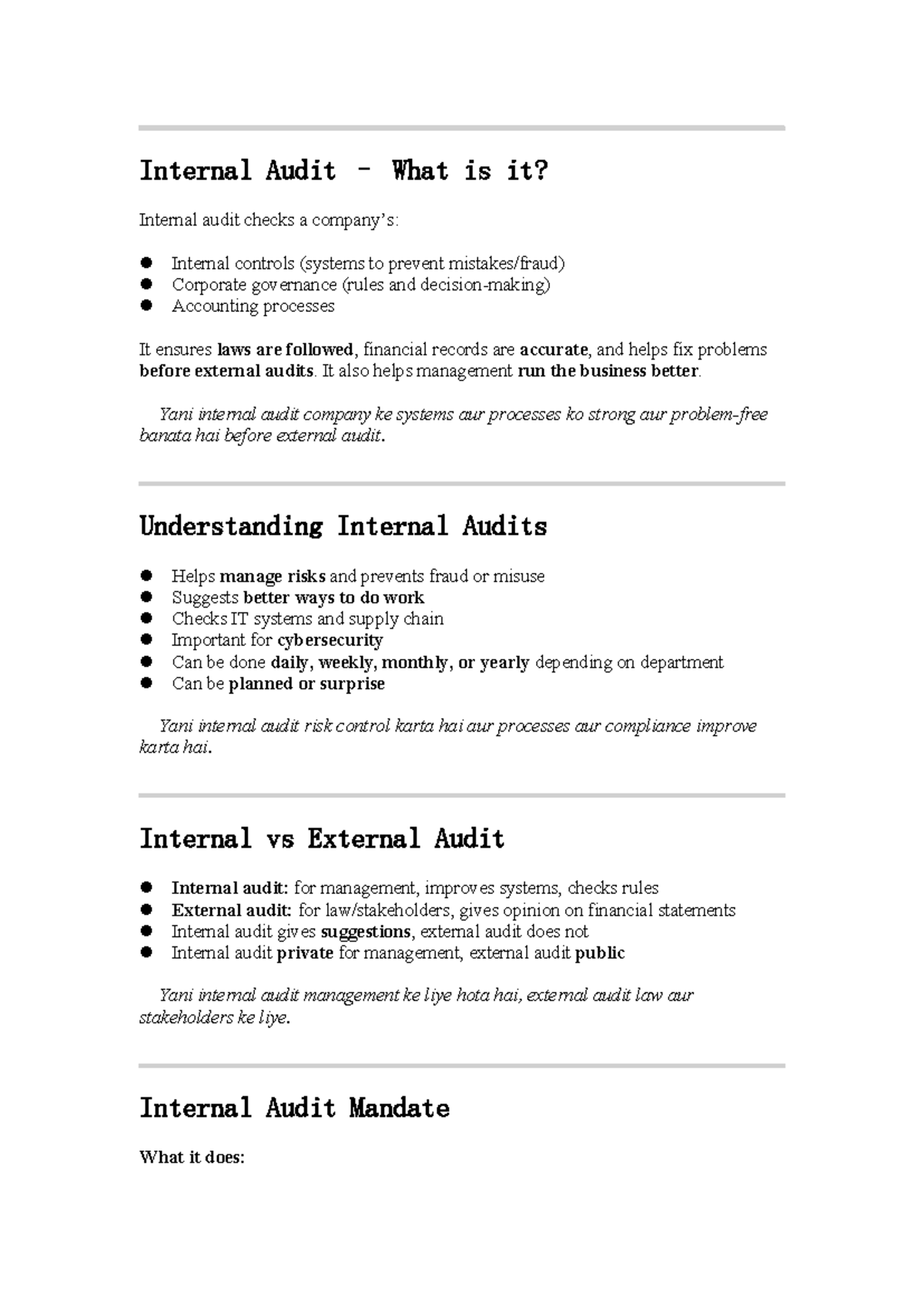 Internal Audit - Financial Risk Management Overview - Studocu