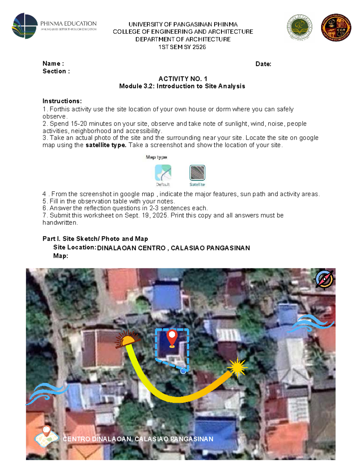 ARC 152 P2 - Activity 1: Site Analysis Module 3.2 Guide - Studocu