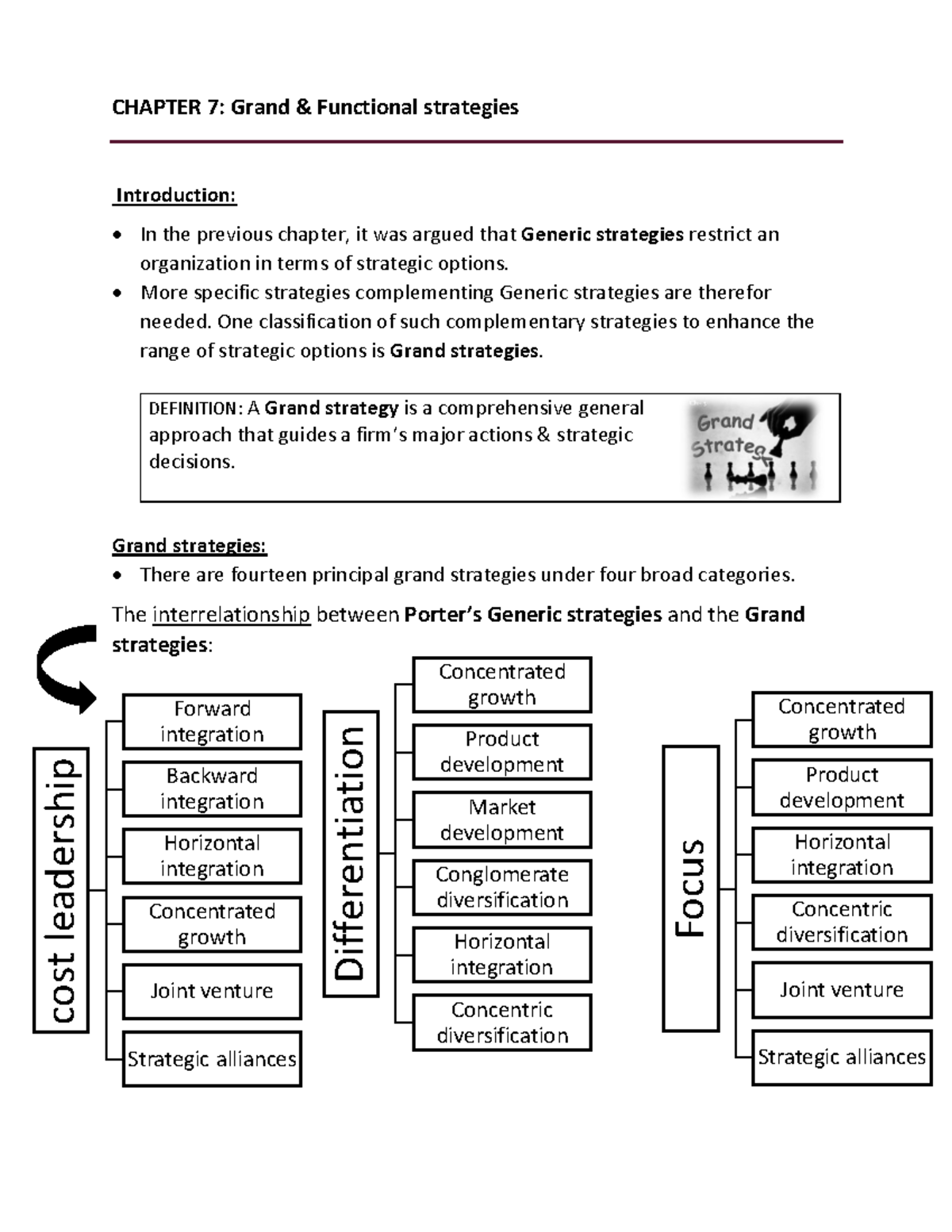 Chapter 7 - Grand Strategies Overview and Key Concepts Notes - Studocu