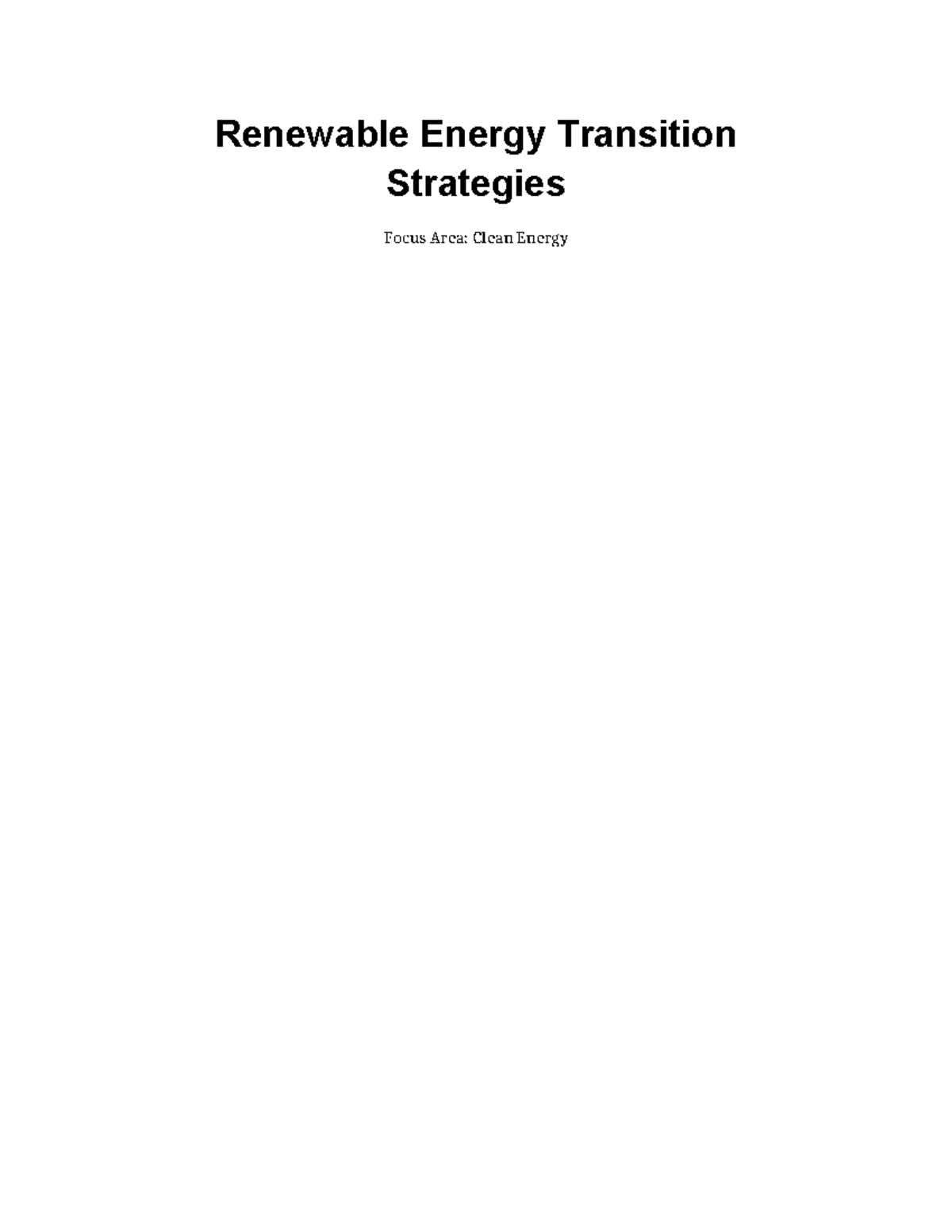 Renewable Energy Transition Strategies: A Comprehensive Overview - Studocu