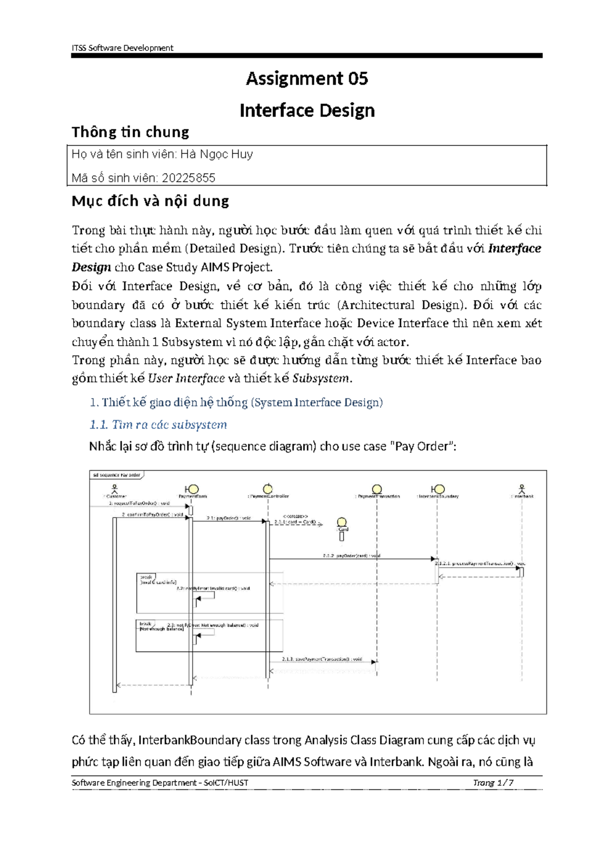 ITSS Software Development Assignment 05: AIMS System Interface Design ...