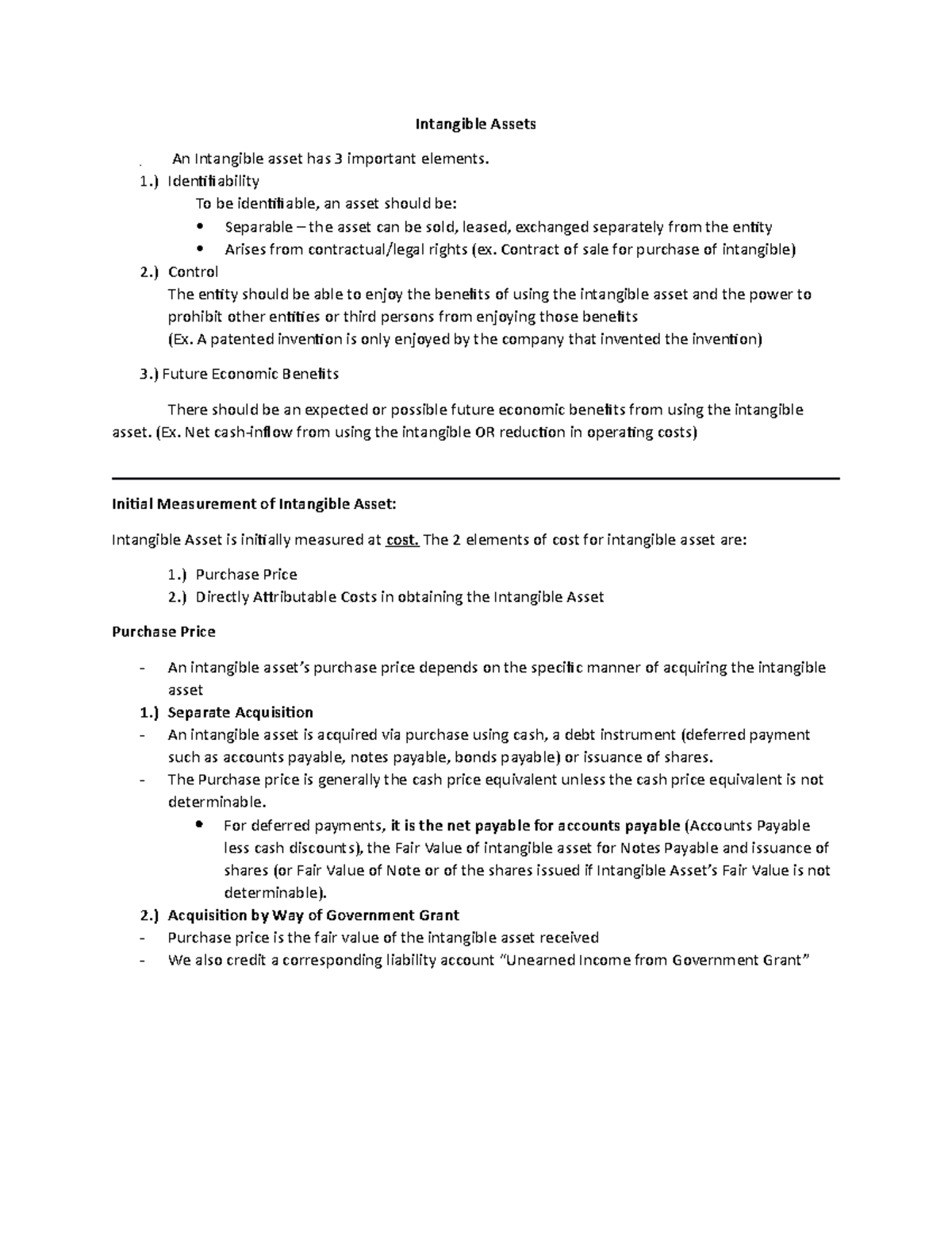 Intangible Asset Lecture Notes - Intangible Assets An Intangible asset ...
