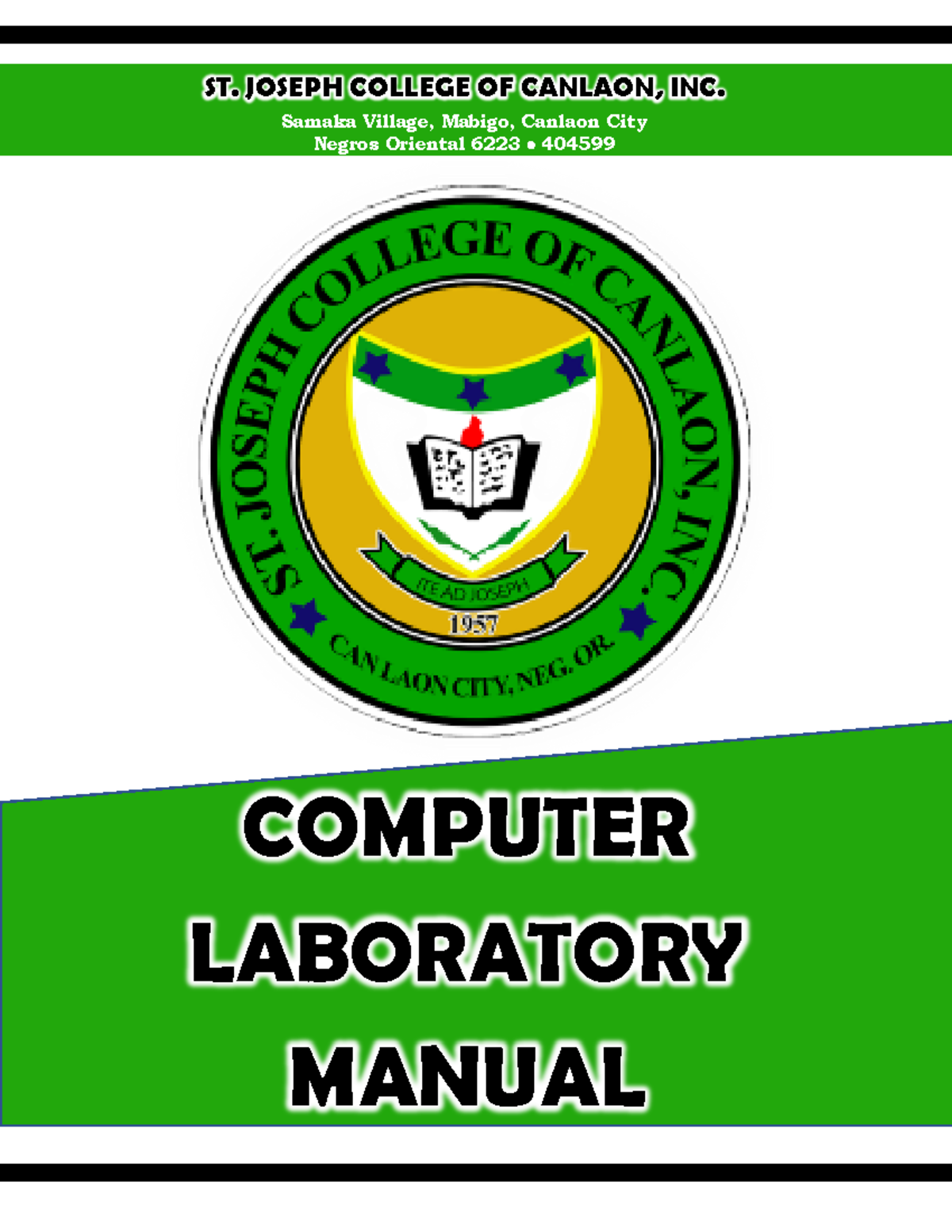 Computer Laboratory Manual: Guidelines and Policies for SJCCI - Studocu
