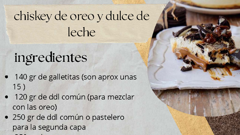 Receta de Chiskey de Oreo y Dulce de Leche: Delicia Irresistible - Studocu