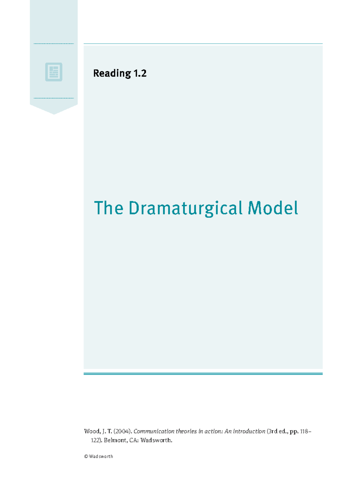 Dramaturgical Model Overview - SPY1111 Lecture Notes - Studocu