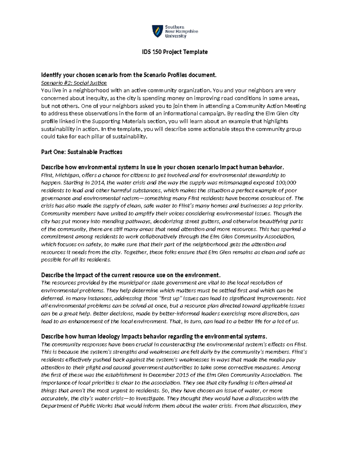 IDS 150 Project: Addressing Sustainability and Social Justice in Flint ...