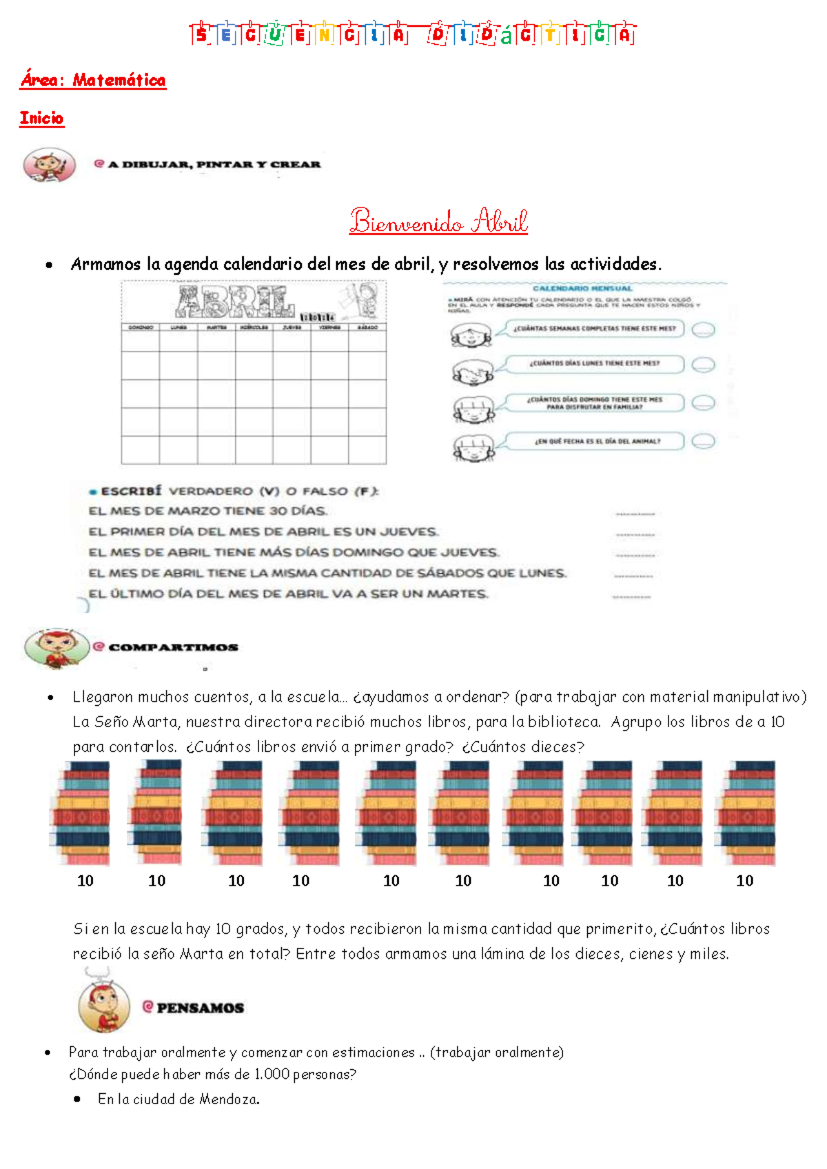 Secuencia Didáctica de Matemática - Abril 2023 - Studocu
