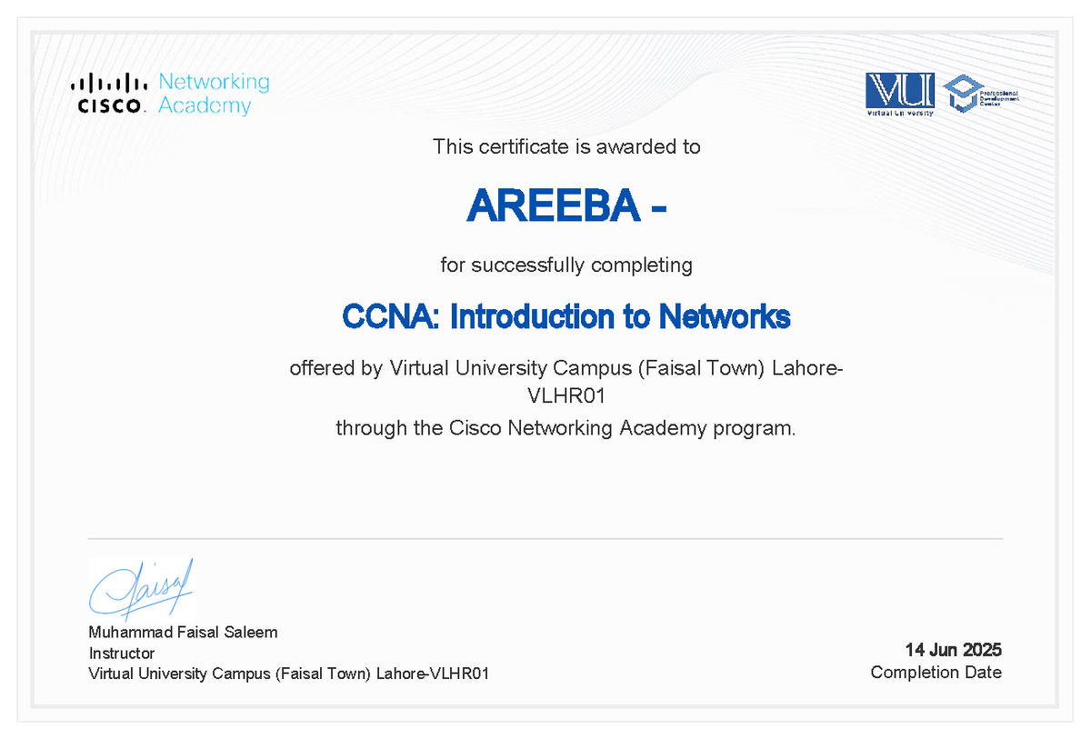 CCNA- Introduction to Networks certificate bc220209899 are - Computer ...
