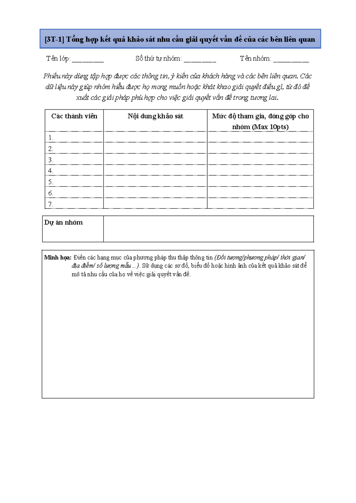 6B. [3T-1] Tổng hợp KQ Khảo sát ý kiến, nhu cầu các bên liên quan - Studocu