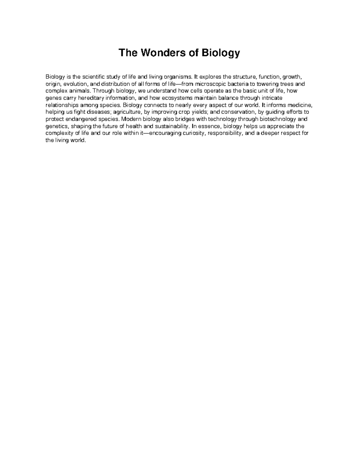 Biology 101: Exploring the Wonders of Life and Organisms - Studocu