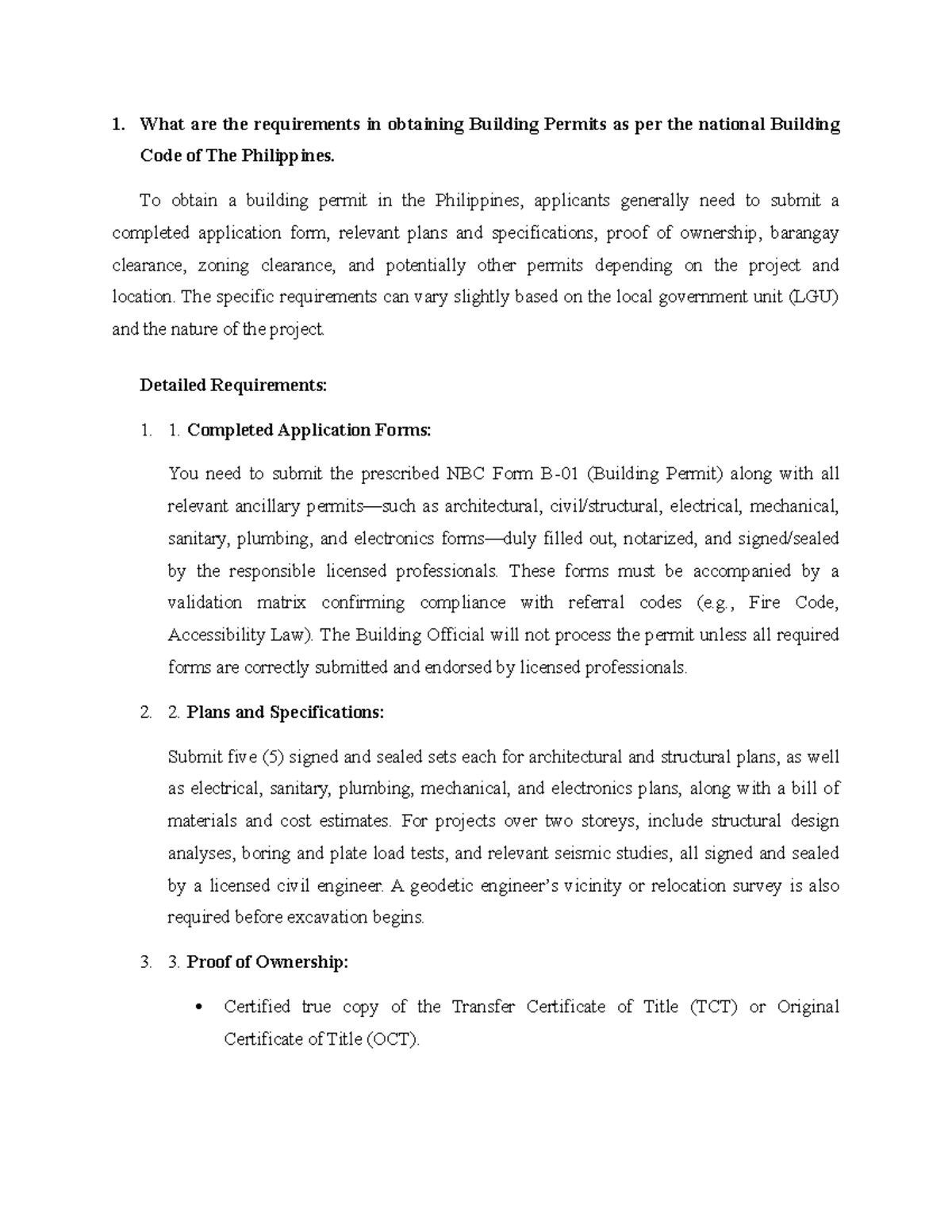 ARC 046 RSW1-1: Building Permit Requirements per Philippine Code - Studocu