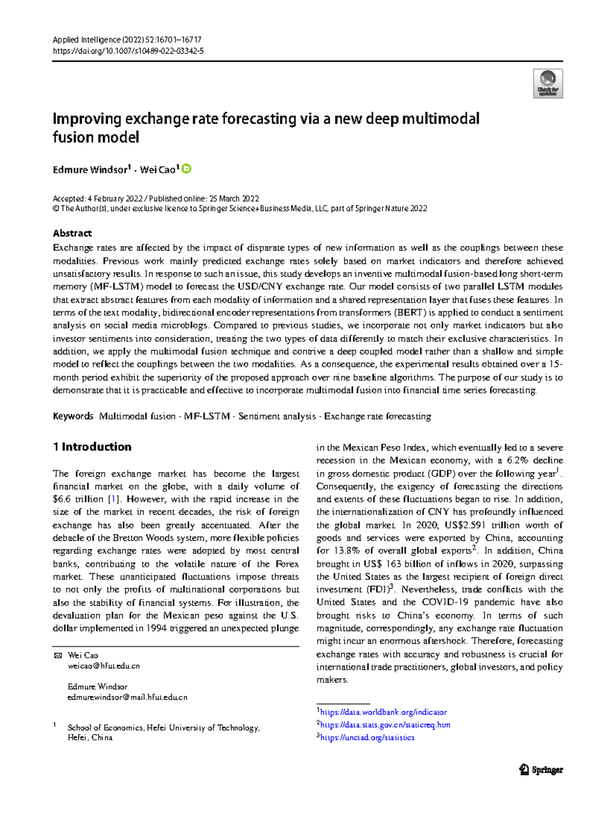 Improving exchange rate forecasting via a new deep multimodal fusion ...