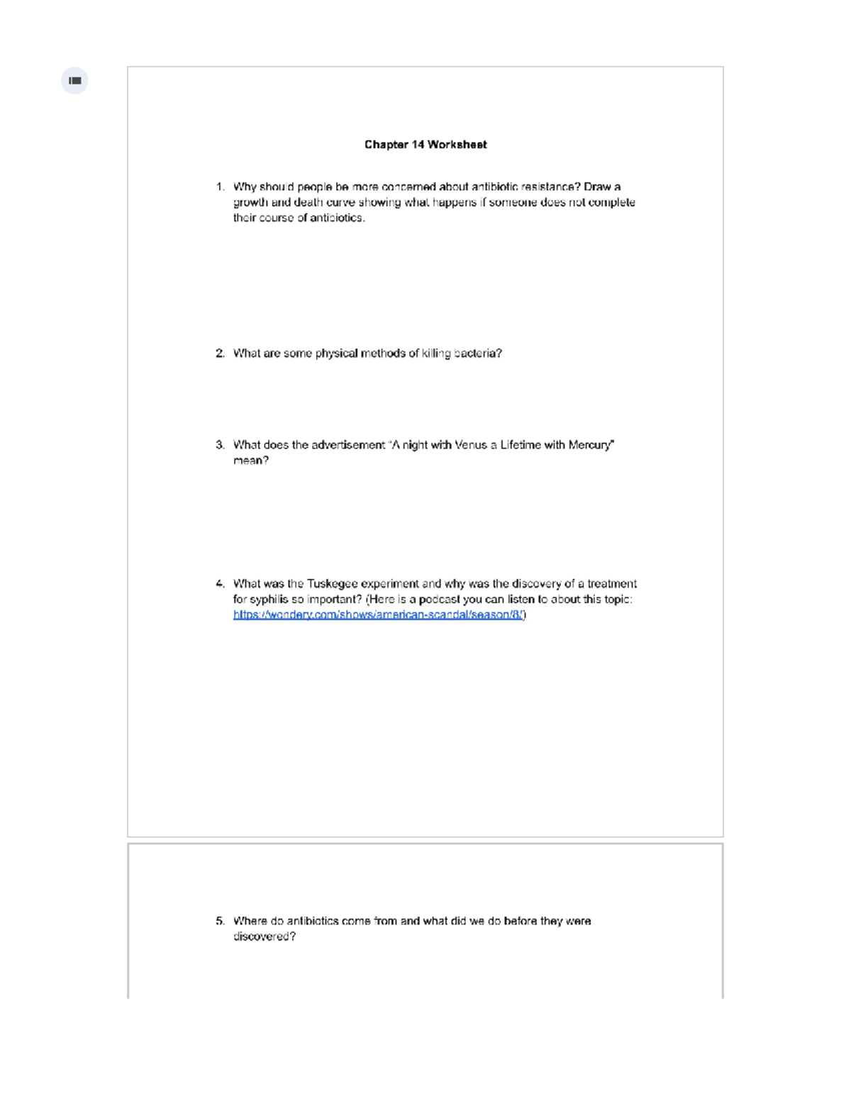 Chapter 14 Worksheet: Antibiotic Resistance & Bacterial Control - Studocu