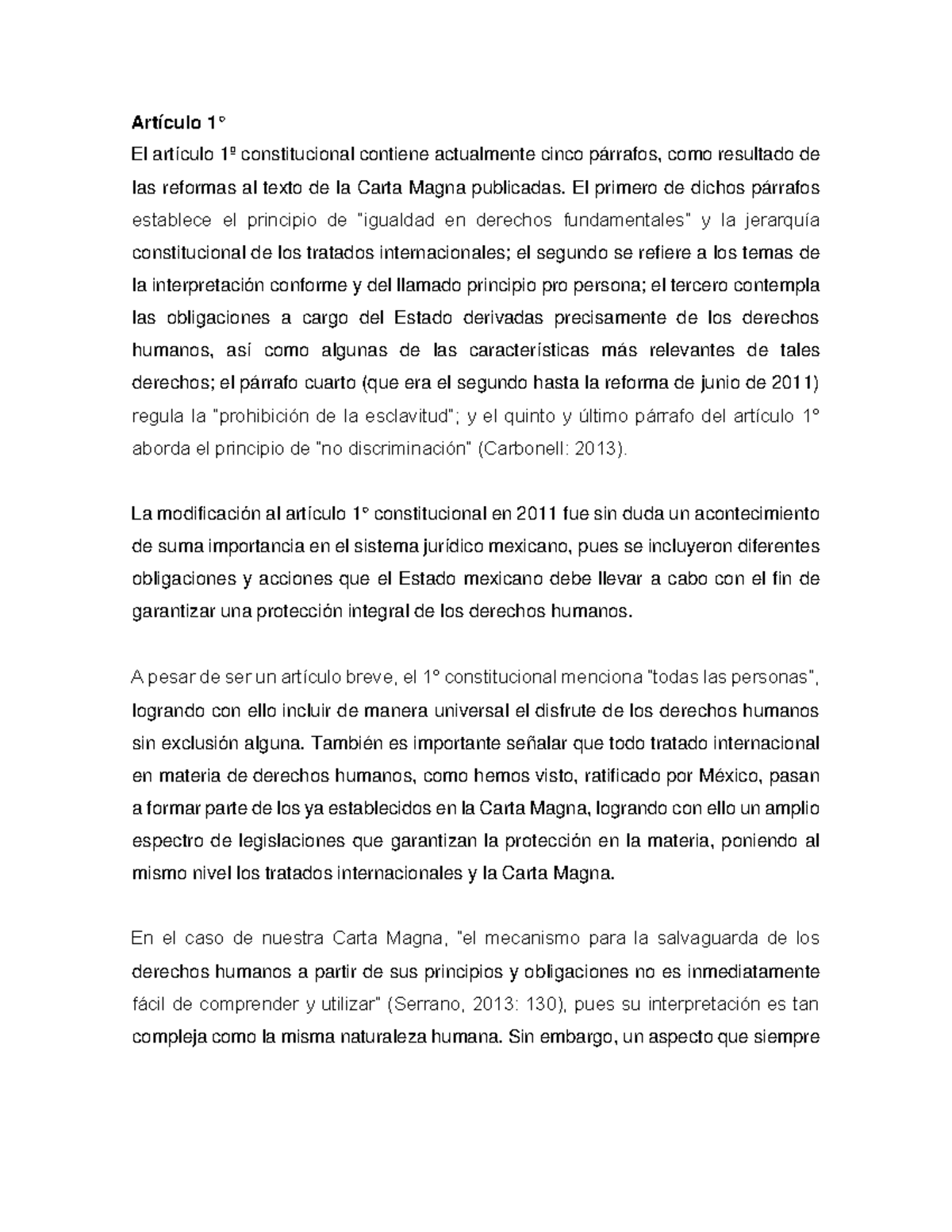 Antecedentes Del Derecho - Artículo 1° El artículo 1º constitucional ...