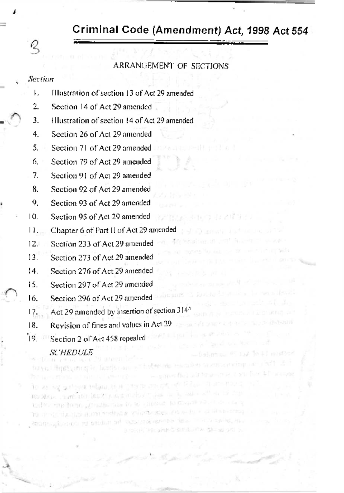 Criminal Code (Amendment) Act 1998 (Act 554) - Section Overview - Studocu