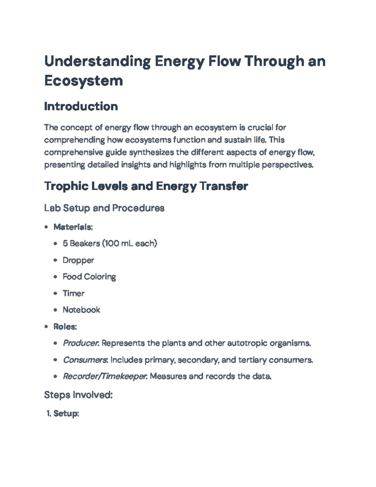 Understanding Energy Flow in Ecosystems - Lab Experiment Guide ...