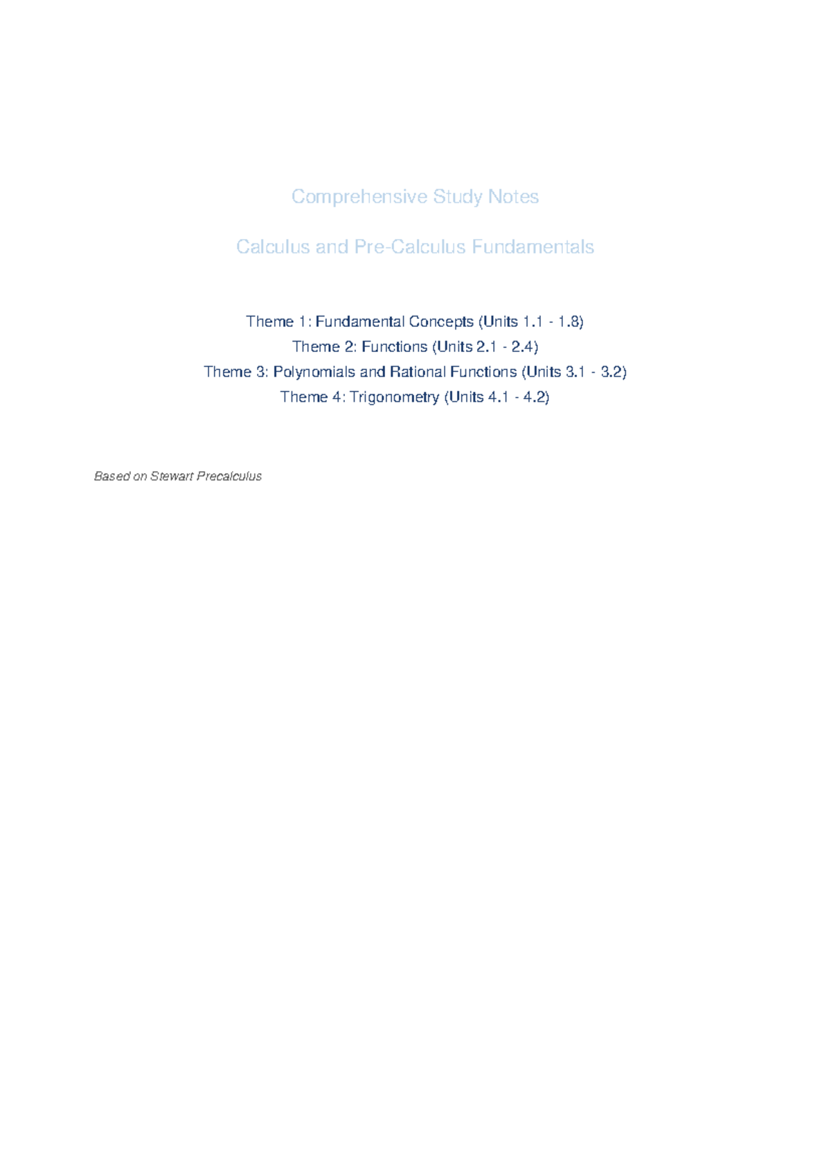 WTW 137 Comprehensive Study Notes: Calculus Fundamentals & Functions ...