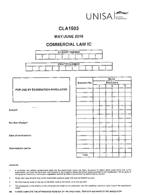 CLA1503 - Past exam question paper. - UNIVERSITY EXAMINATIONS May/June ...