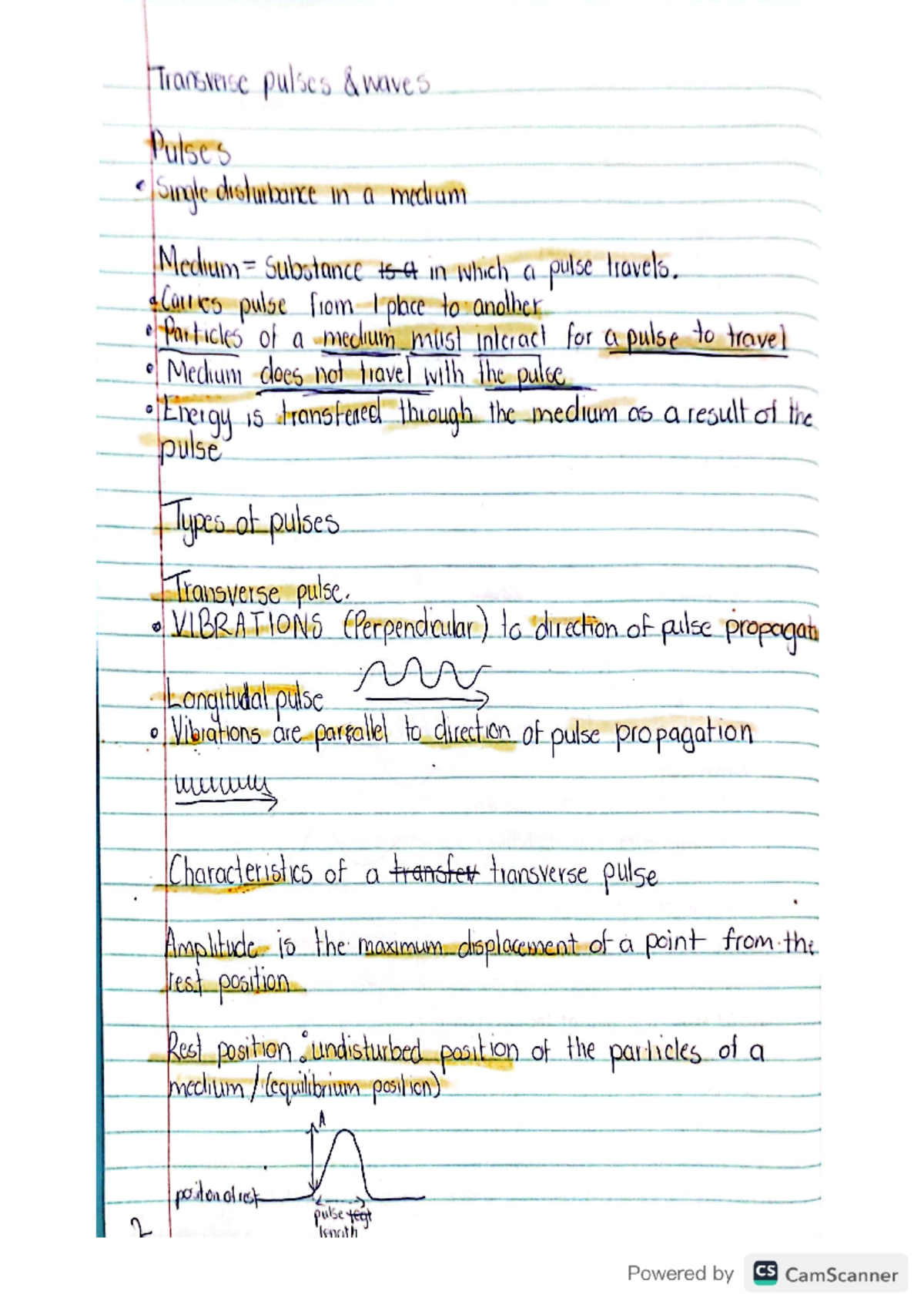 PHYS 101: Notes on Transverse and Longitudinal Pulse Waves - Studocu