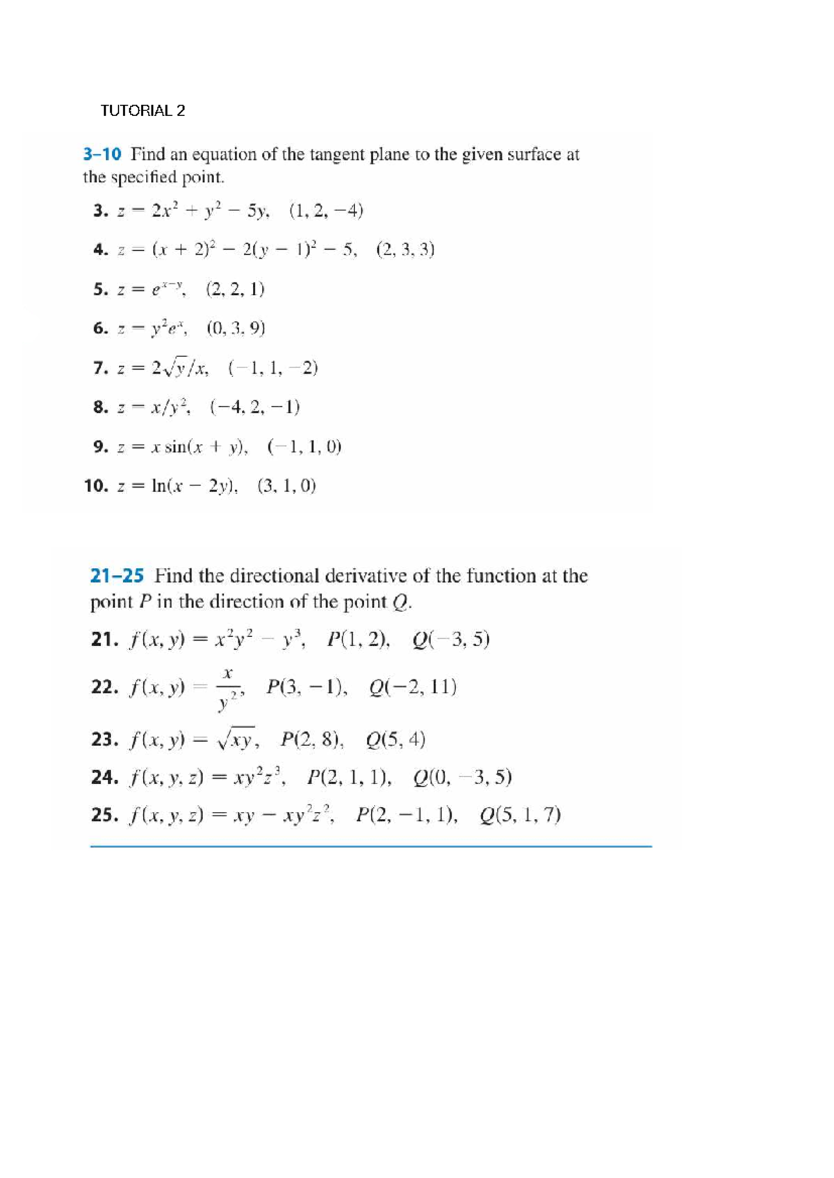 Tutorial 2: Tangent Plane & Directional Derivative - 4MTH271 - Studocu