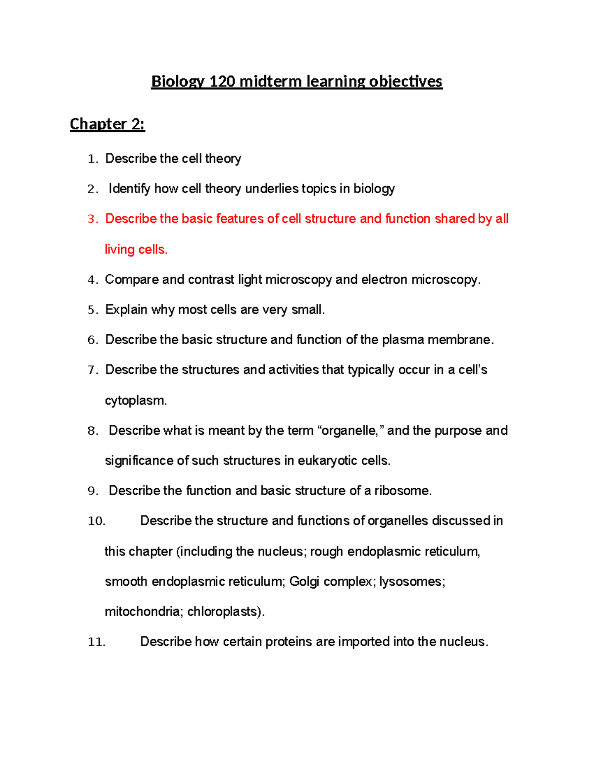 Biology 120 midterm learning objectives - Biology 120 midterm learning ...