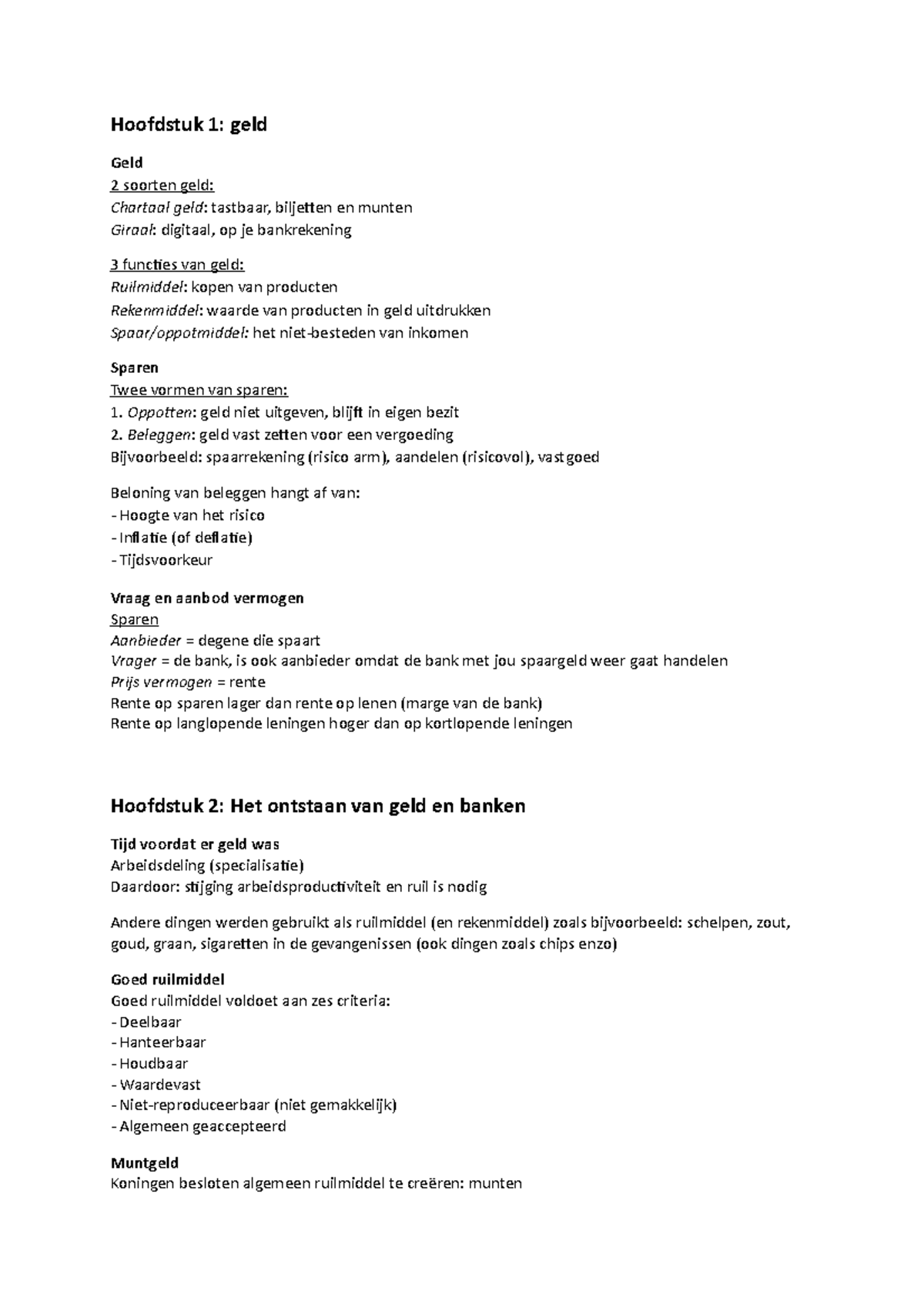 Monetaire Zaken Hoofdstukken 1-5: Geld, Banken en Inflatie - Studeersnel
