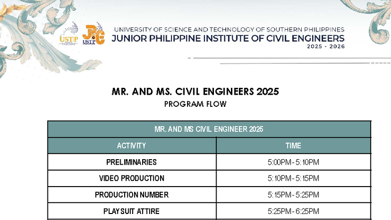 MR. AND MS. CIVIL ENGINEERS 2025 PROGRAM FLOW DETAILS - Studocu