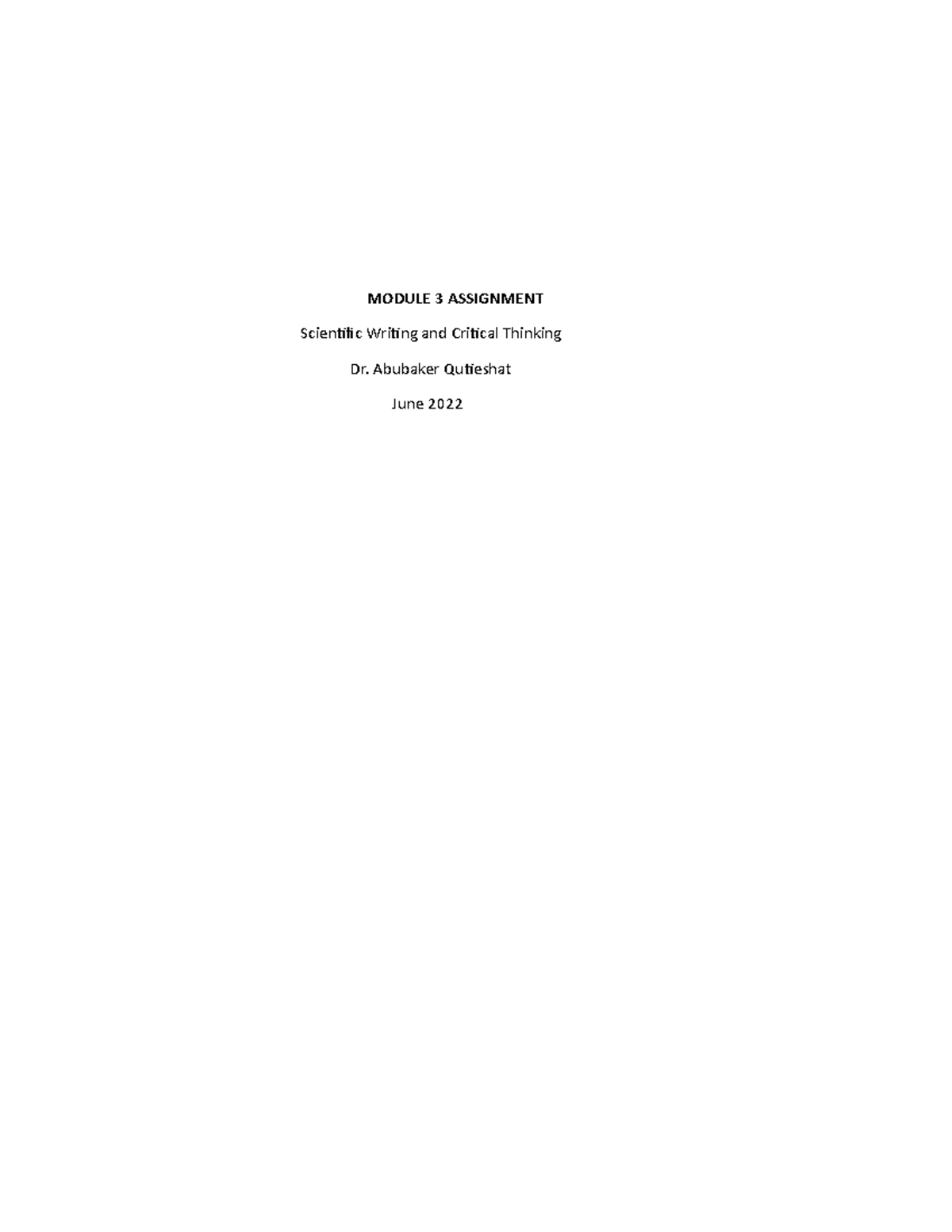 Module 3 Assignment - MODULE 3 ASSIGNMENT Scientific Writing and ...