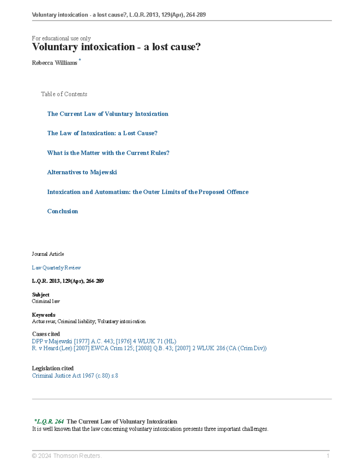 Revisiting Voluntary Intoxication: A Critical Analysis of Current Law ...