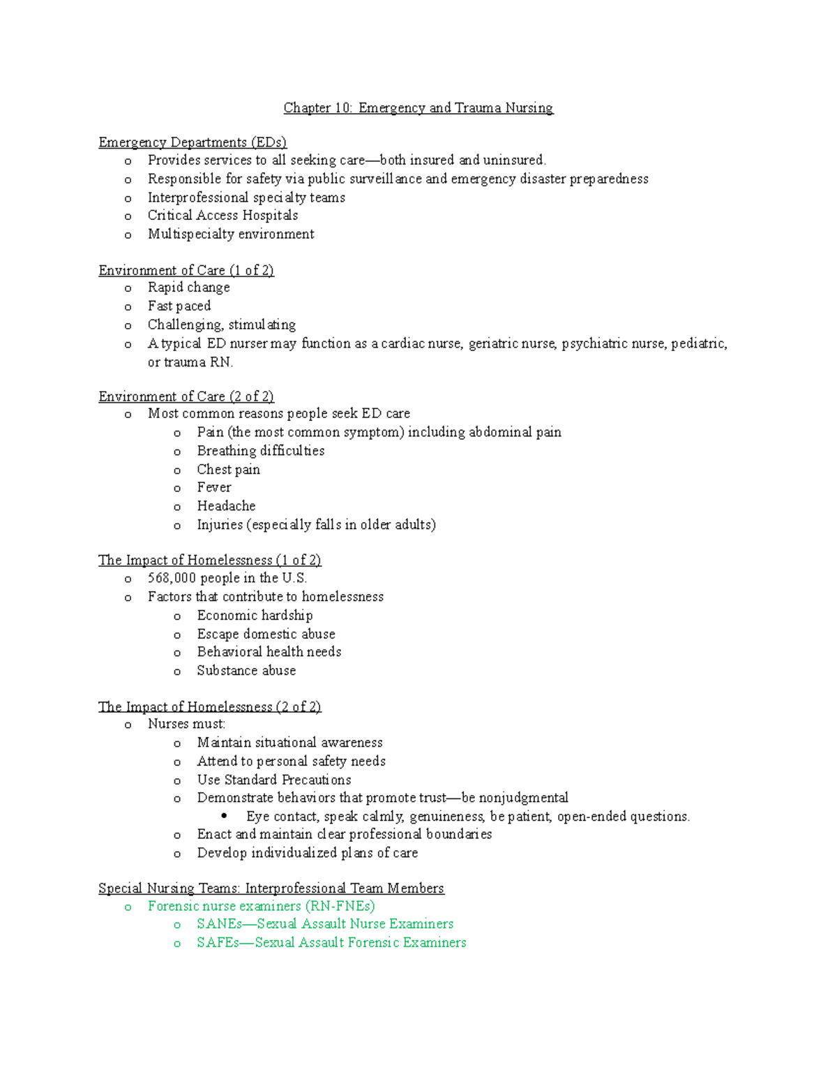 Emergency Trauma Nursing: Key Insights from Chapter 10 - Studocu