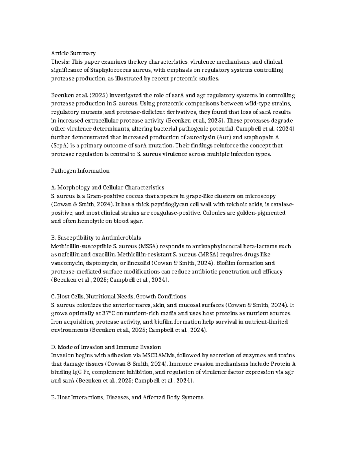 Staphylococcus aureus: Key Characteristics & Virulence Mechanisms - Studocu