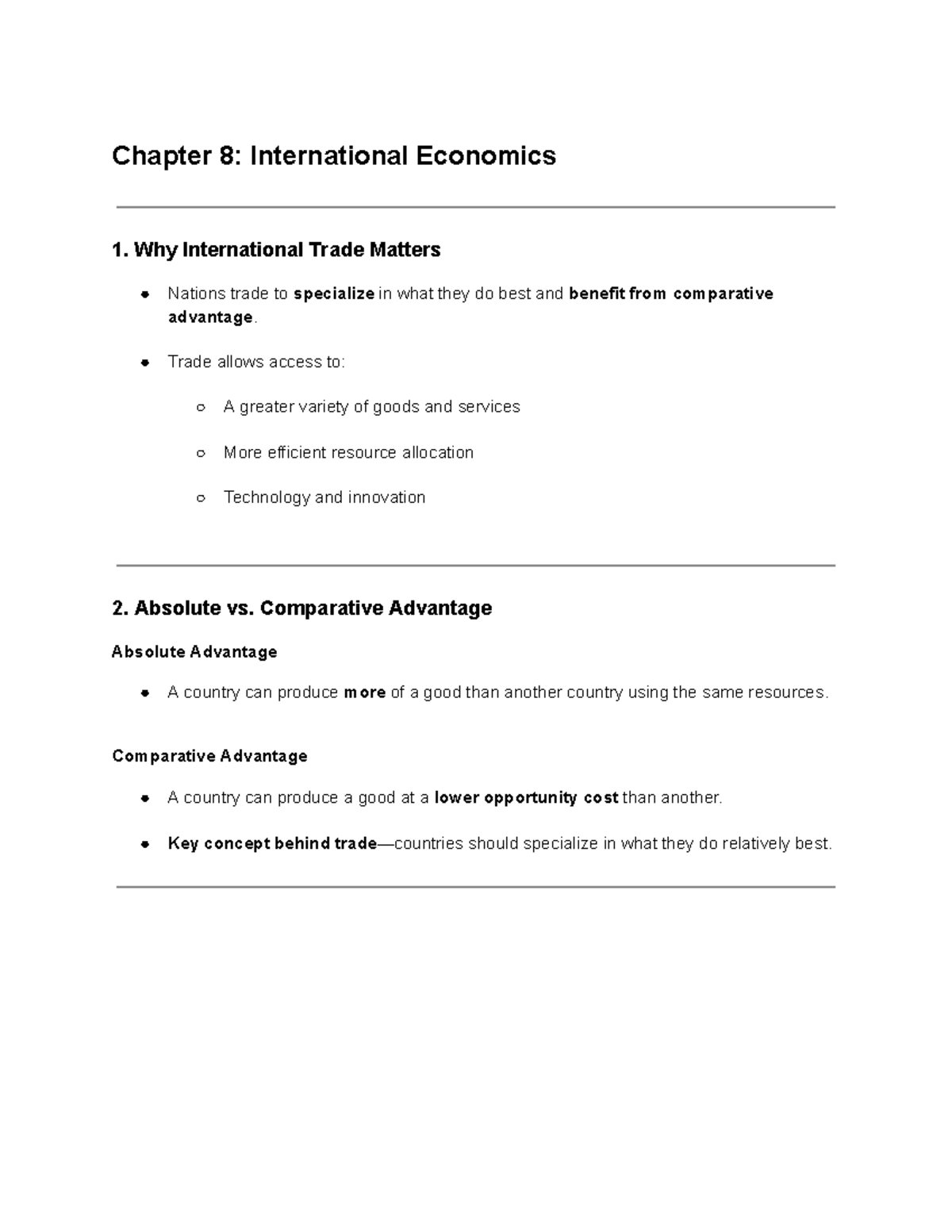 Chapter 8 International Economics - Chapter 8: International Economics ...