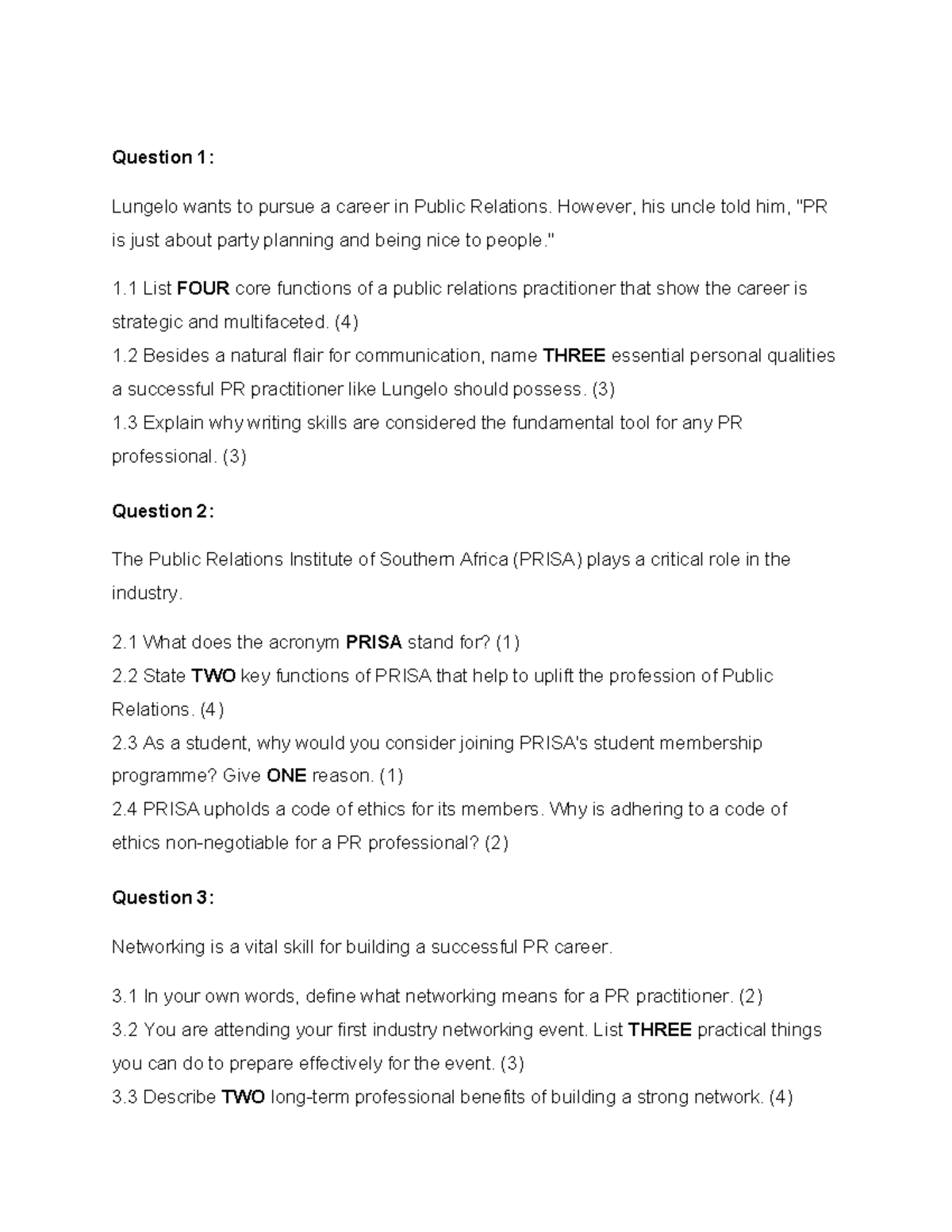 Public Relations N5 Revision Task 2: Key Concepts & Skills - Studocu