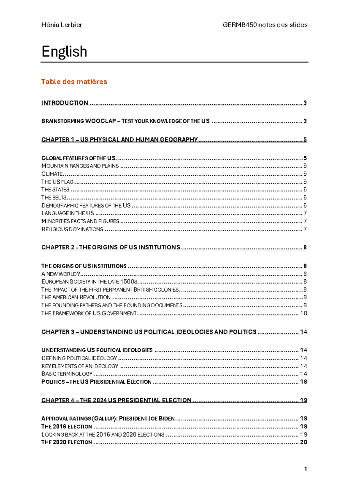 Synthèse anglais - English INTRODUCTION Table des matières ...