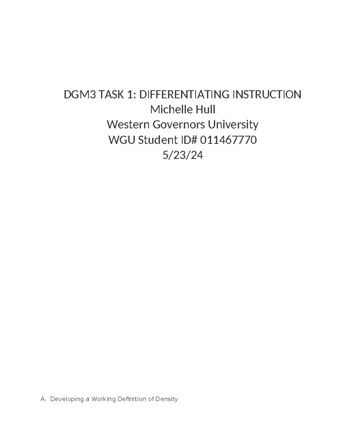 DGM3 Task 1: Differentiating Instruction Through Formative Assessment - Studocu