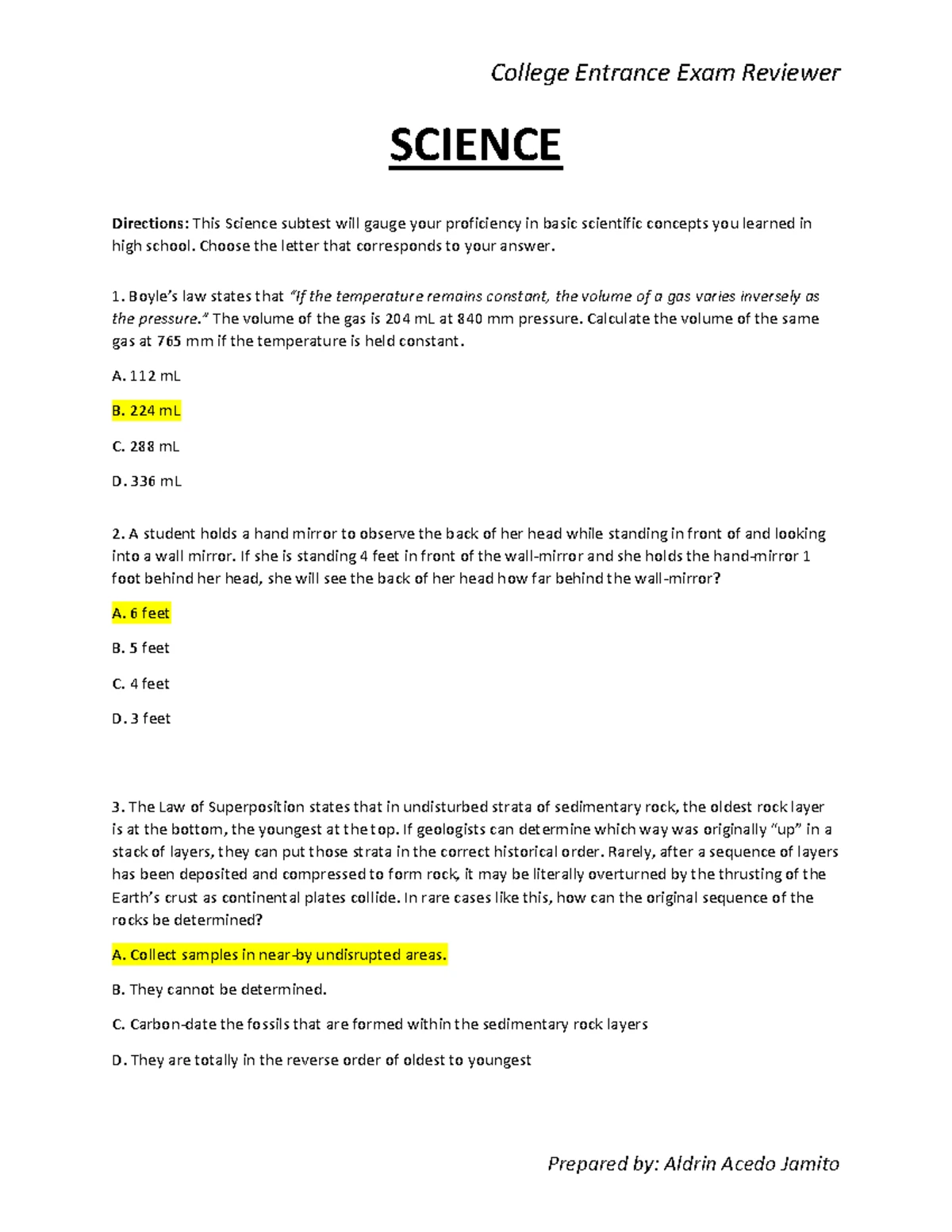 Science Reviewer- Entrance EXAM - BIOLOGY CELLS A cell is a mass of cytoplasm that is bound ...