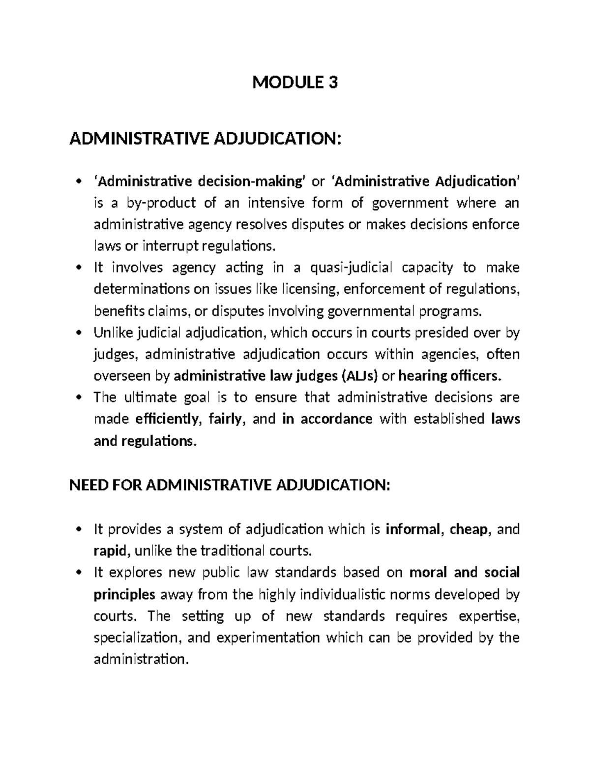 Admin Law Module 3: Understanding Administrative Adjudication - Studocu
