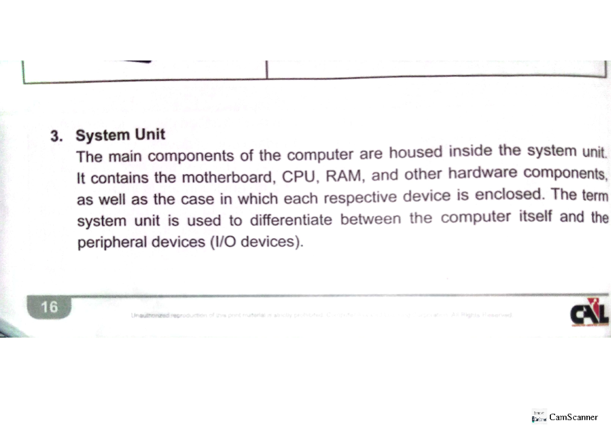 System UNIT Components - 3. System Unit The main components of the computer are housed inside ...