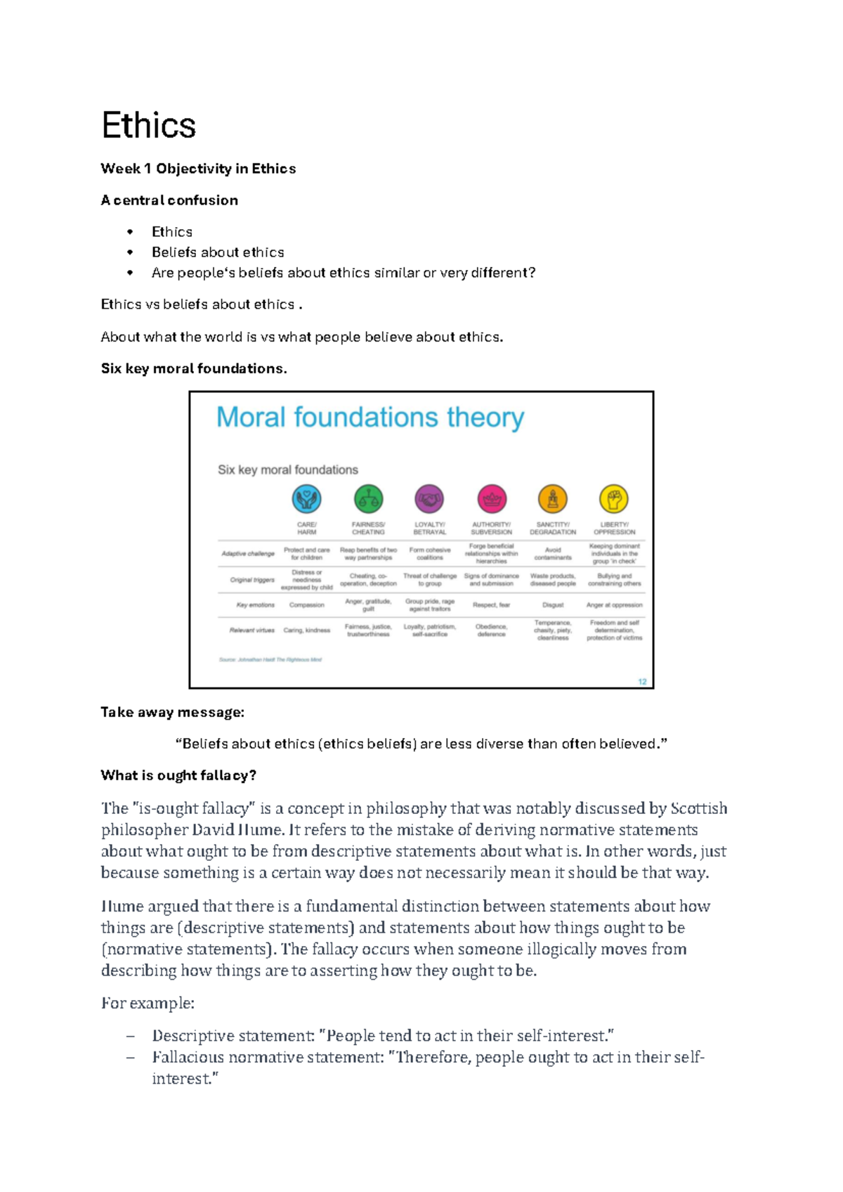 Ethics 101: Objectivity, Beliefs, and Data Ethics Summary - Studeersnel