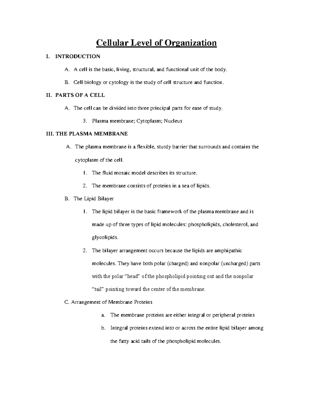 Chapter 3: The Plasma Membrane & Cellular Transport Mechanisms - Studocu