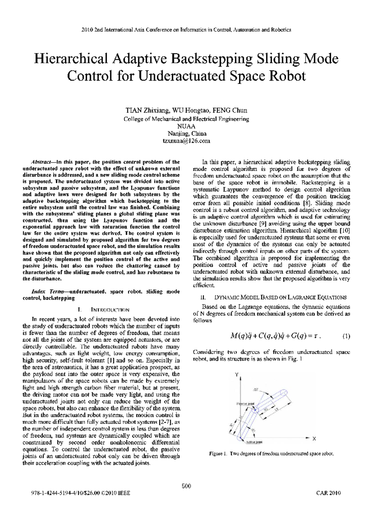 Hierarchical Adaptive Backstepping Sliding Mode Control for ...