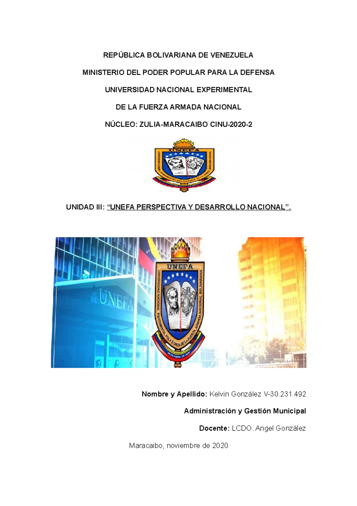UNEFA 2020: Perspectivas y Desarrollo Nacional en Educación Superior ...