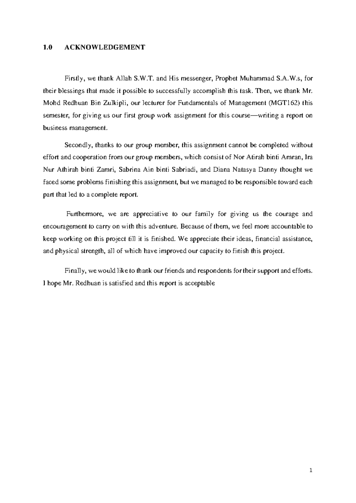 MGT162 Group Assignment: Business Management Report on Dutch Lady - Studocu