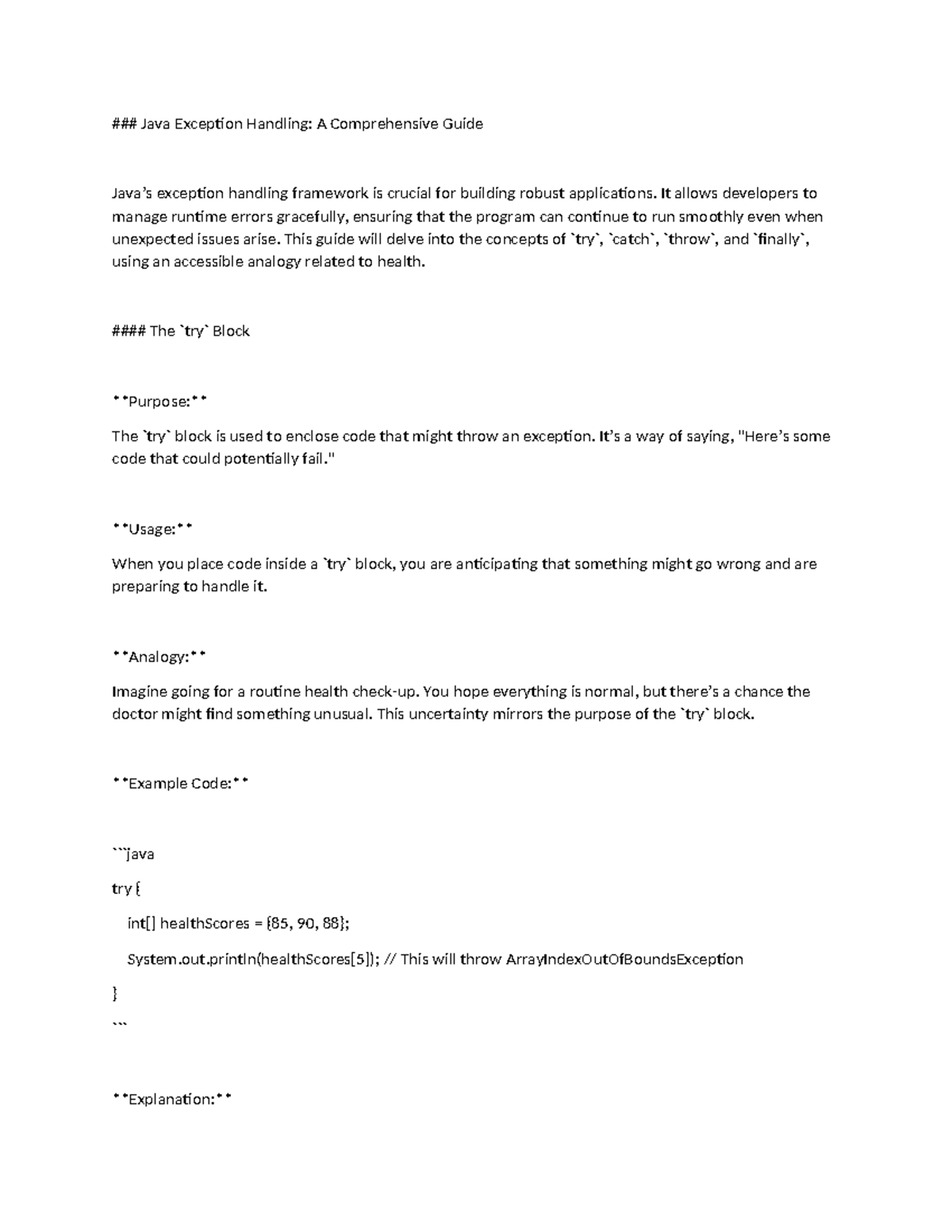 Disscussion 1 about Java - Java Exception Handling: A Comprehensive Guide Java’s exception ...