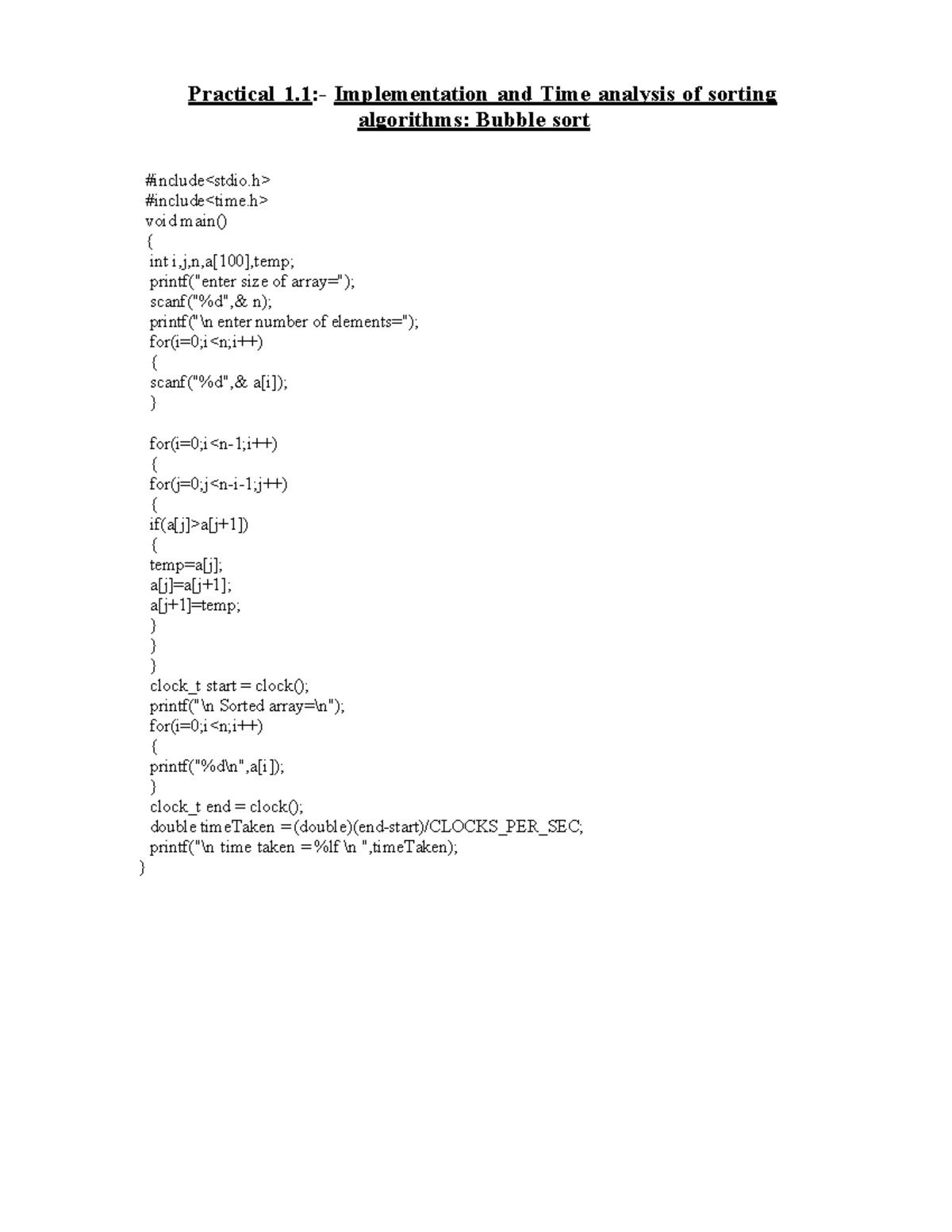 ADA Practical: Time Analysis of Sorting, Factorial, and Search Algorithms - Studocu