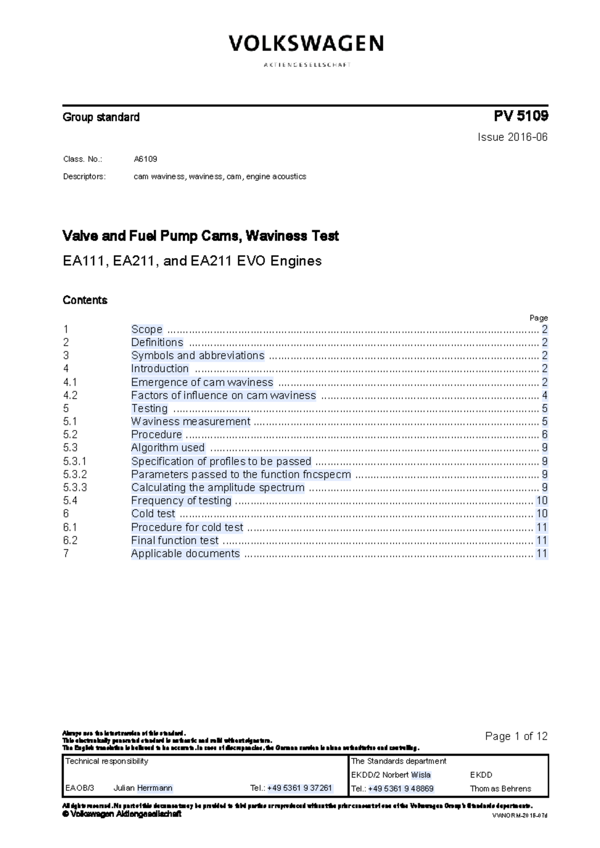 PV 5109: Cam Waviness Testing for EA211 & EA211 EVO Engines - Studocu