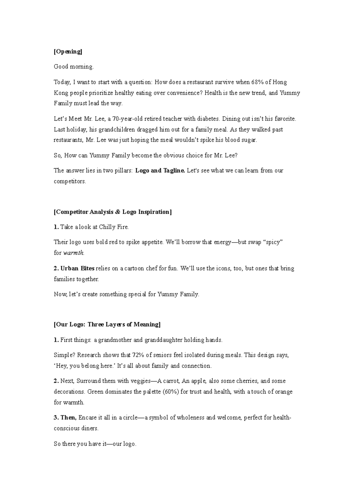 Pitch Script 2: Yummy Family's Logo & Tagline Strategy for Health ...