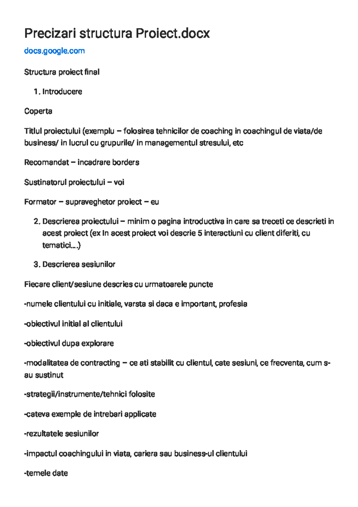 Structura Proiect Final: Tehnici de Coaching în Managementul Stresului ...