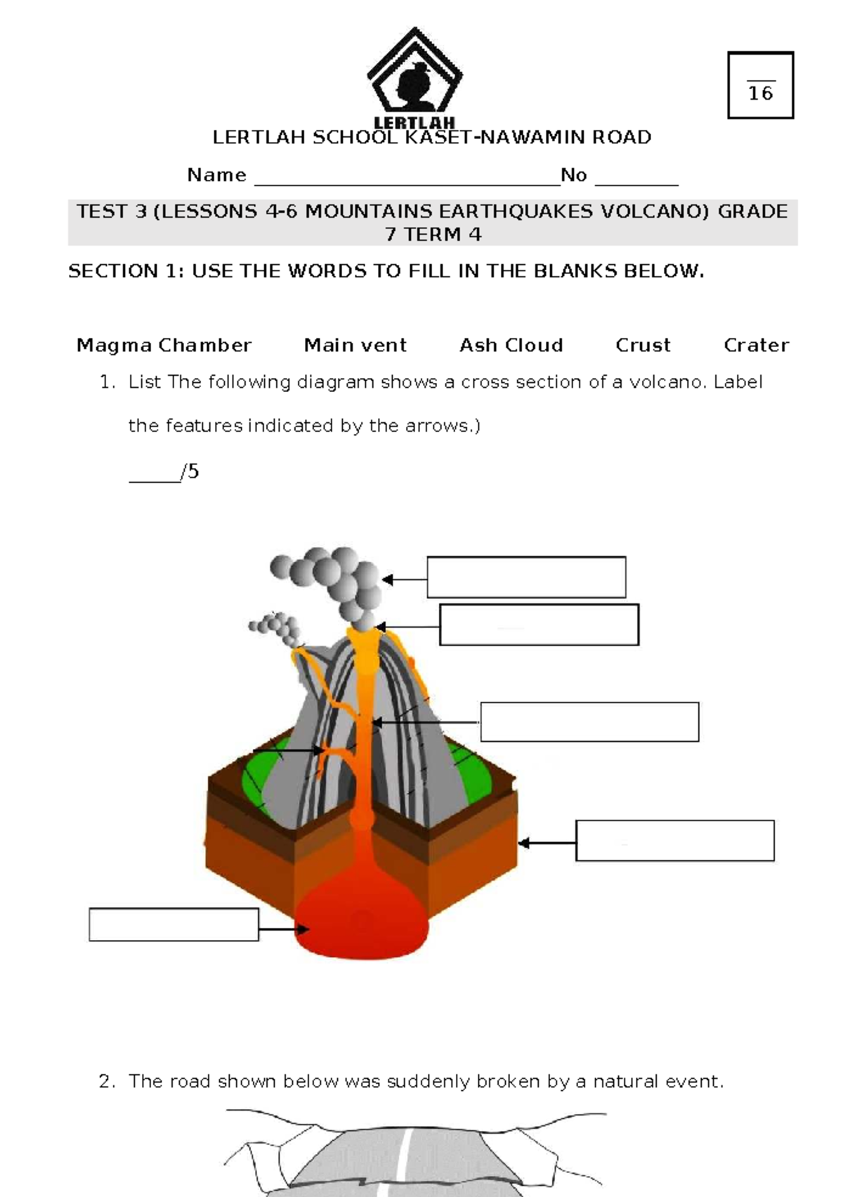 Test 3 - Grade 7 Science: Mountains, Earthquakes & Volcanoes - Studocu