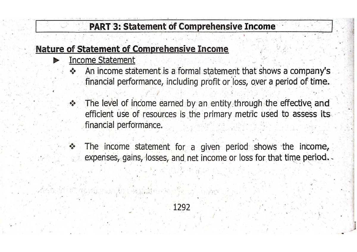 IA3 Chapter 2: Statement of Comprehensive Income Overview - Studocu